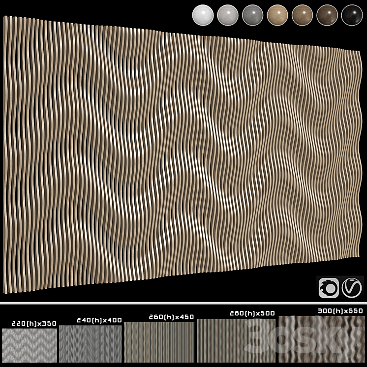 Decorative parametric wall panel made of slats for walls and ceilings ...