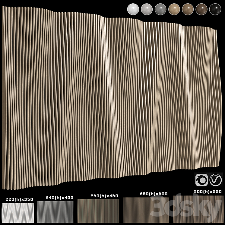 Decorative parametric panel made of slats for walls and ceilings ...