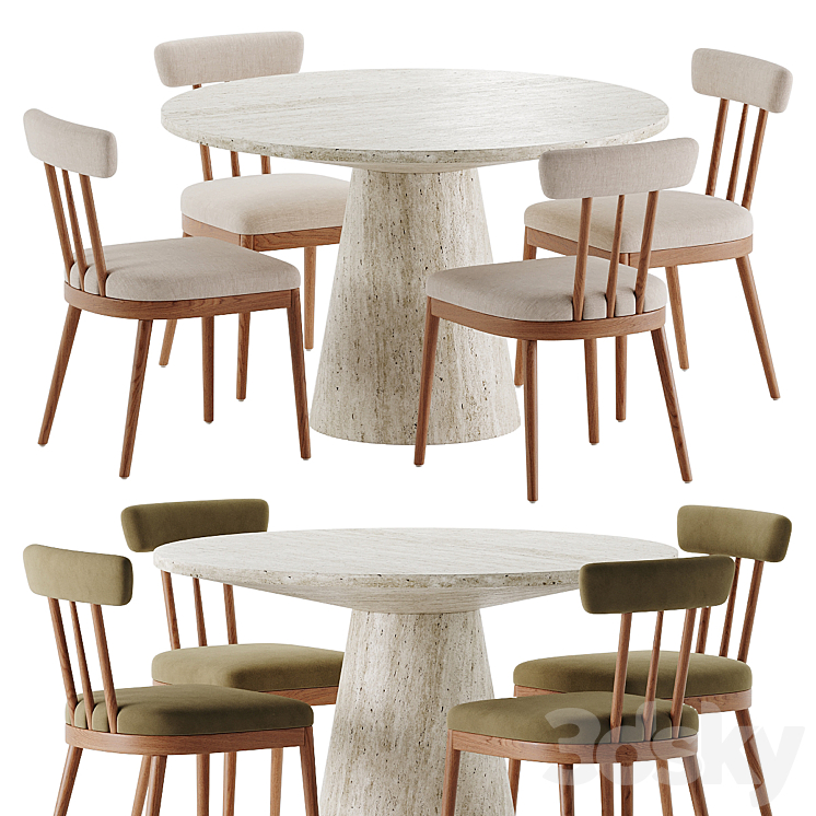 Dining Set 126 - Table + Chair - 3D model