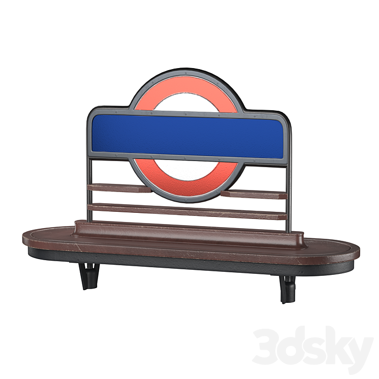 Double-sided bench for metro station - Urban environment - 3D model