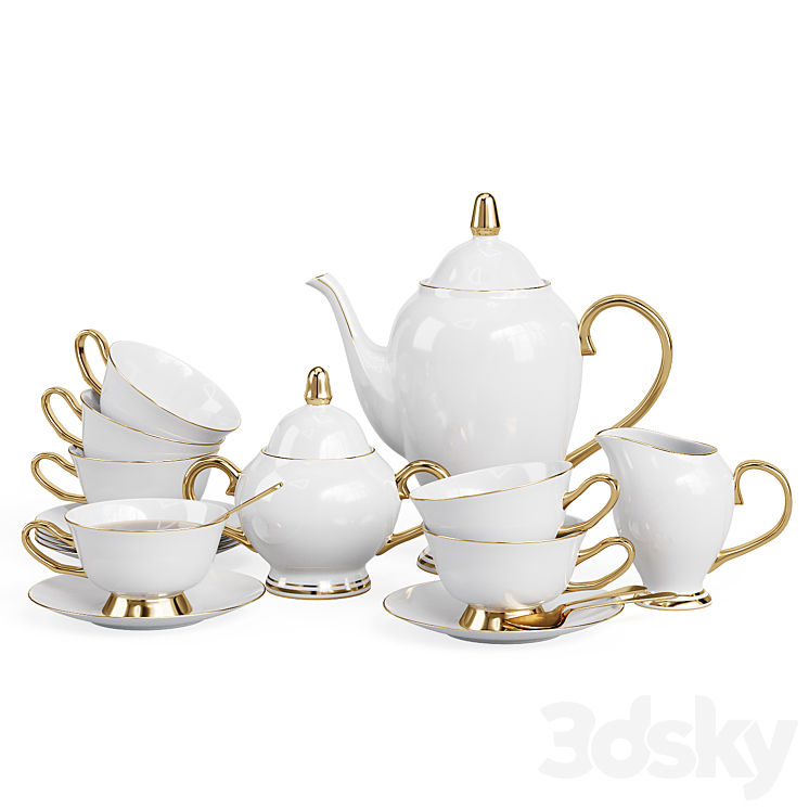 Tea Set Bon China - Tableware - 3D model