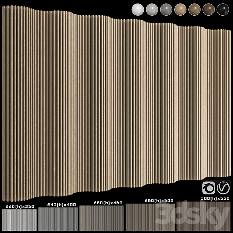 Decorative parametric panel made of slats for walls and ceilings ...