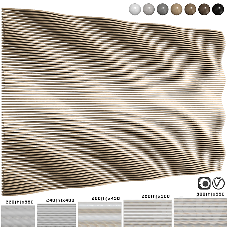 Decorative parametric panel made of slats for walls and ceilings ...