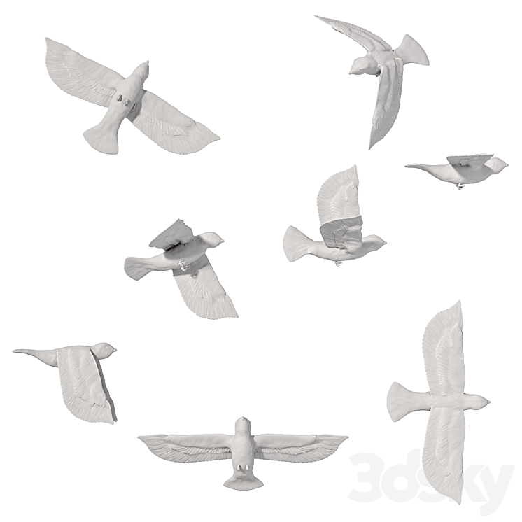 Bas-relief Flying Birds - Other decorative objects - 3D model