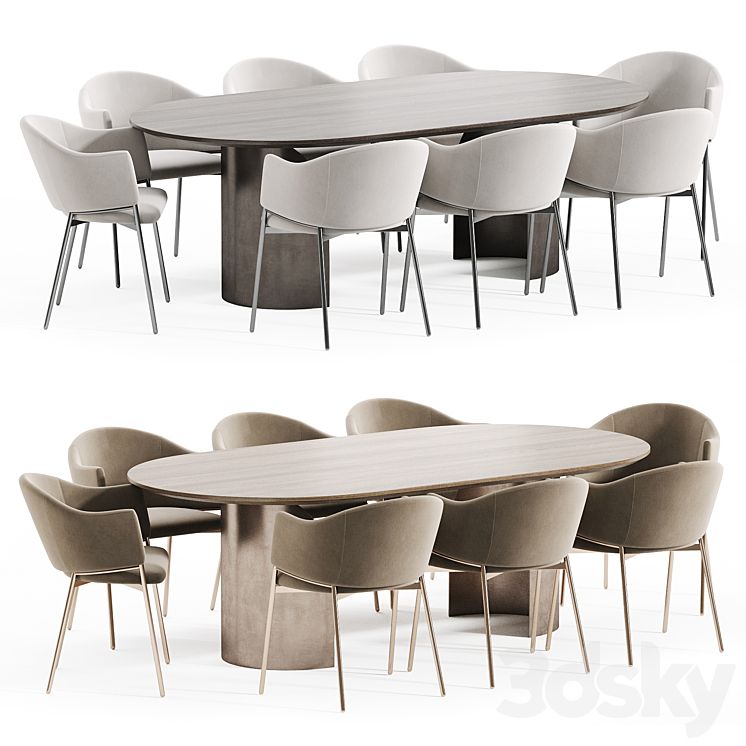 Eliza Chair and Vida Table - Table + Chair - 3D model