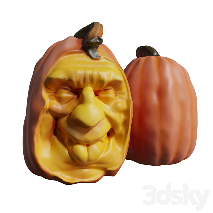 Pumpkin with Face 3 - Sculpture - 3D model