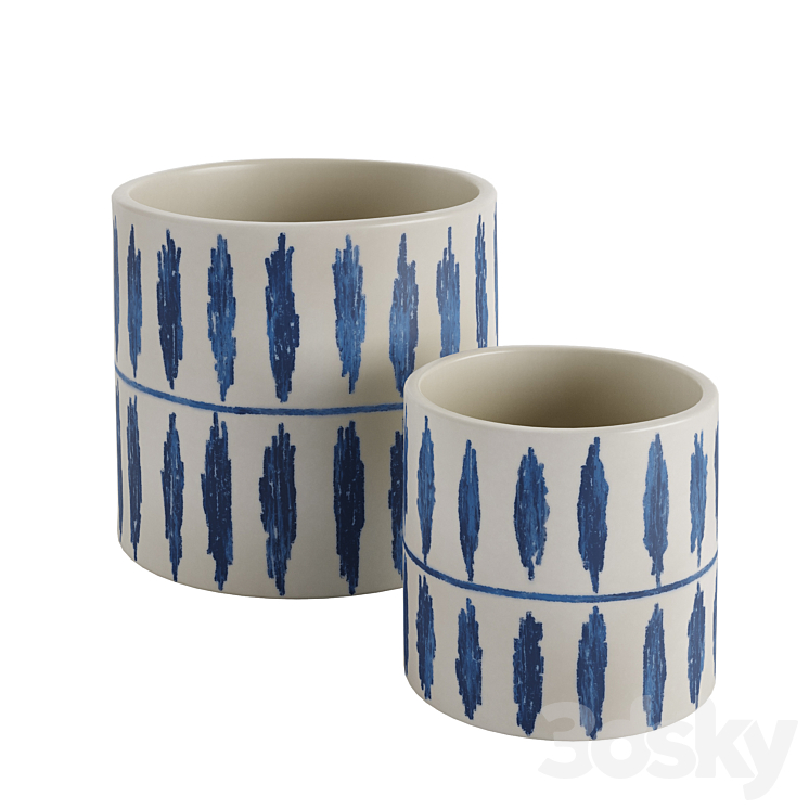 Blue and White Aztec Design Vase - Vase - 3D model