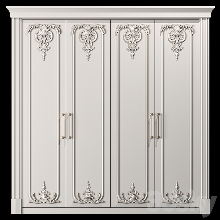 blk wood classical wardrobe art 005 - Wardrobe & Display cabinets - 3D ...