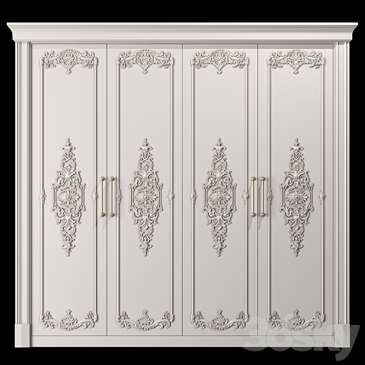 blk wood classical wardrobe art 008 - Wardrobe & Display cabinets - 3D ...