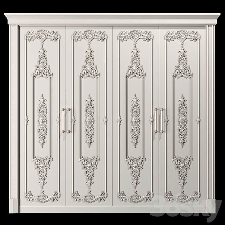 blk wood classical wardrobe art 009 - Wardrobe & Display cabinets - 3D ...