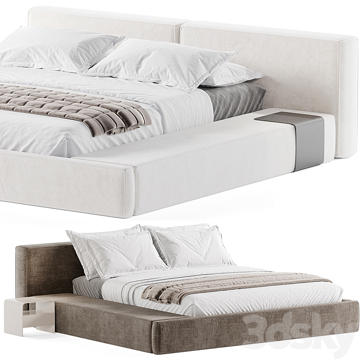 Anais Suede Fabric Bed by Casaspace - Bed - 3D model