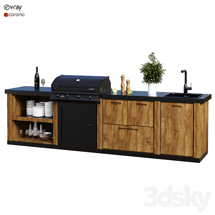 outdoor kitchen 87 - Barbecue and grill - 3D model