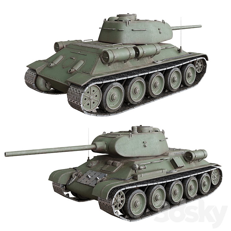 T-34 Soviet medium tank - Ground Transport - 3D model