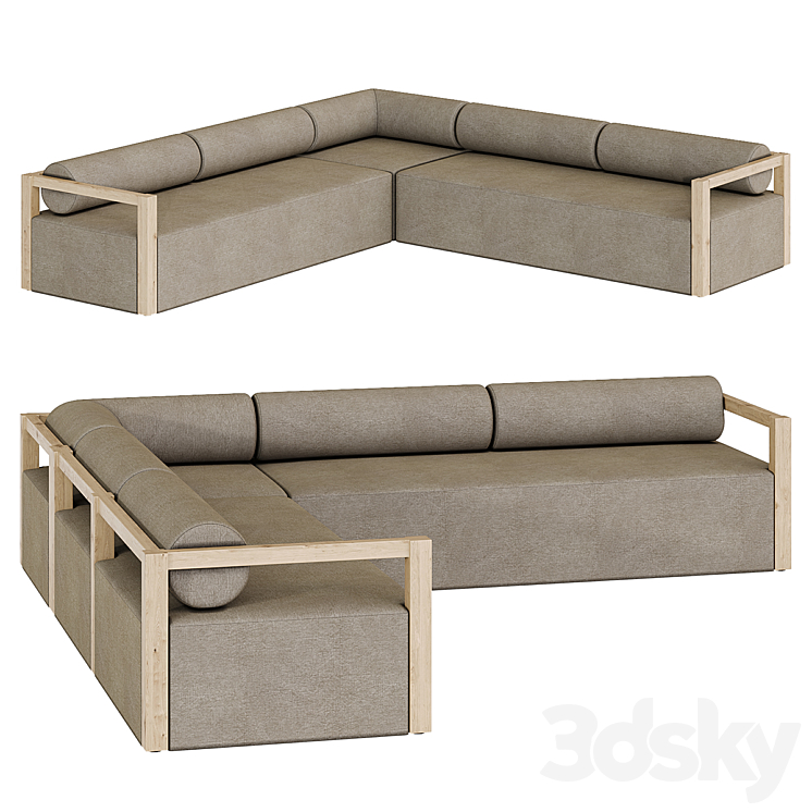 Laskin Outdoor 3Pc Sectional - Sofa - 3D model