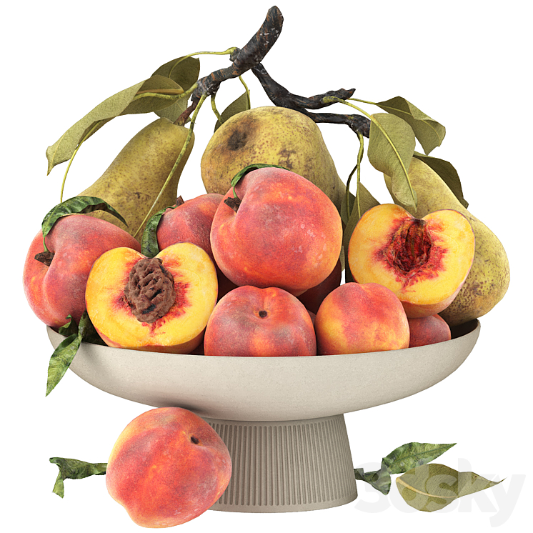 bowl of peaches and pears - Food and drinks - 3D model