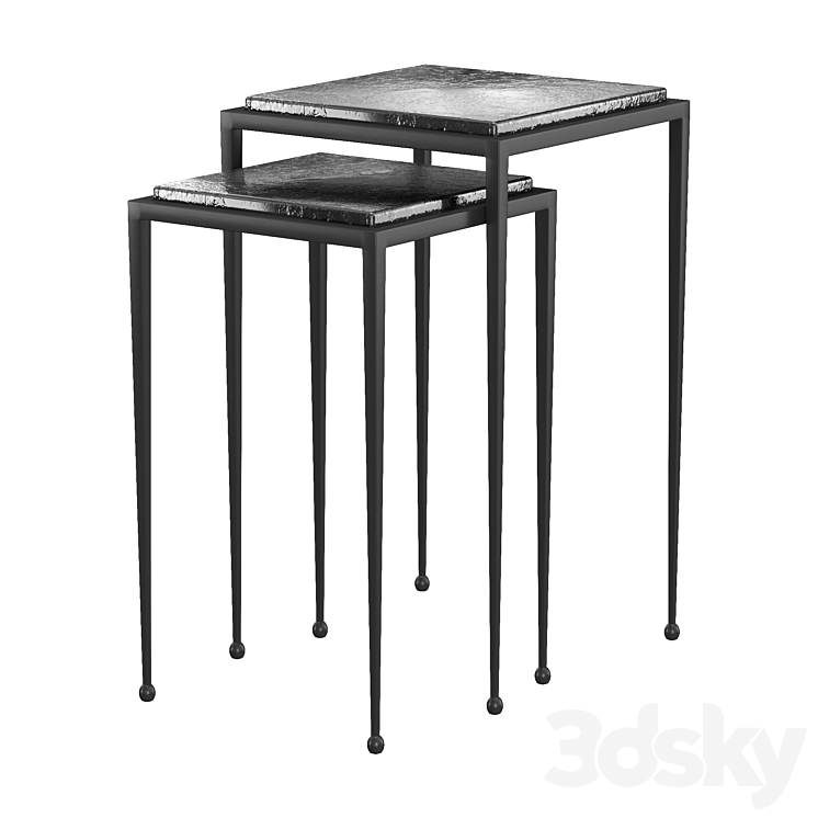 Dexter Smoked Black Cast Glass Nesting Tables - Table - 3D model