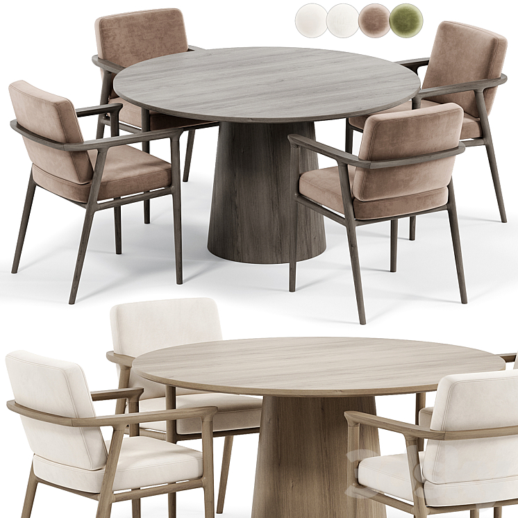 Zio Chair, Round dining Table by Design Public - Table + Chair - 3D model