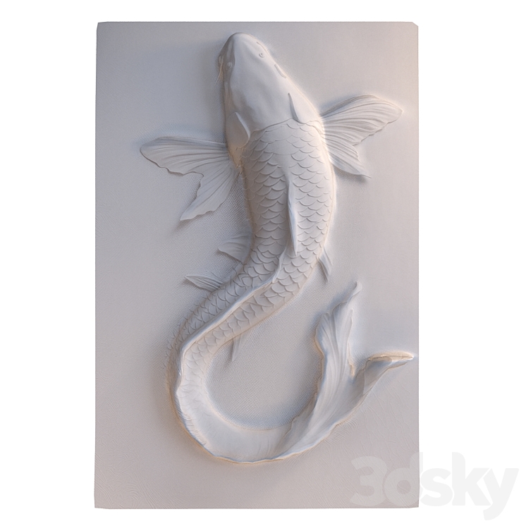Bas-relief with fish 01 - Decorative plaster - 3D model