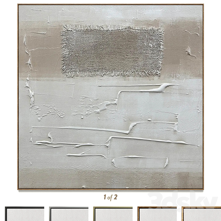 Plaster two square photo frames B-199 - Frame - 3D model