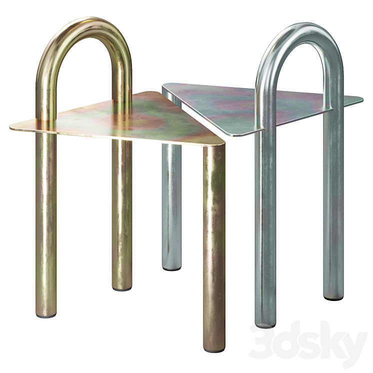 Zinc Stool Curve - Chair - 3D model
