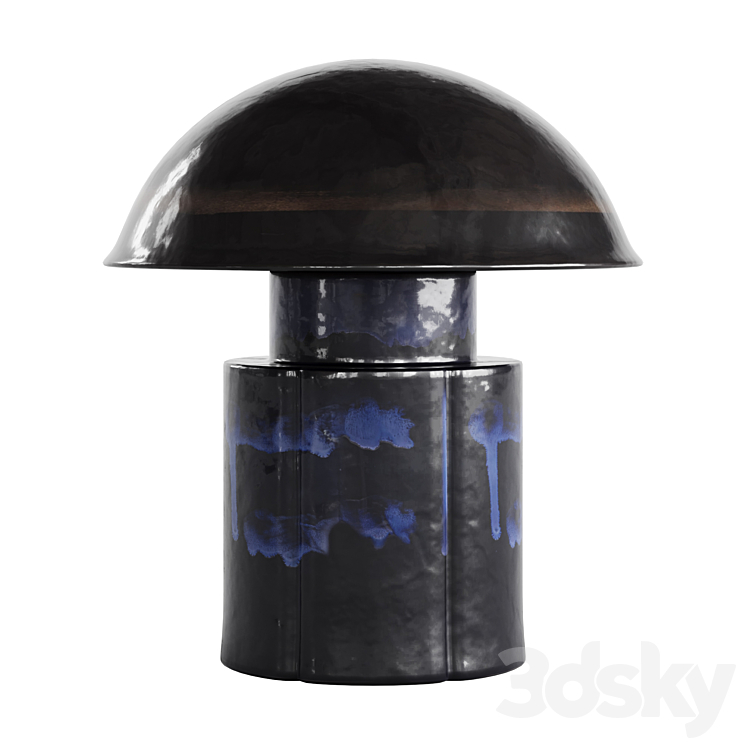 Dark blue glazed stoneware table lamp - Table lamp - 3D model