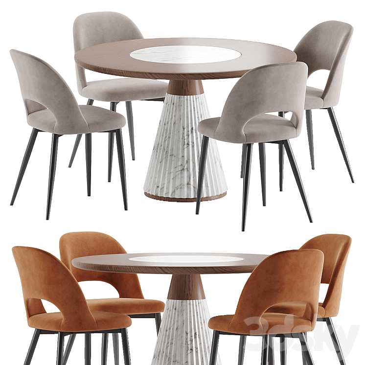Dining set 142 - Table + Chair - 3D model