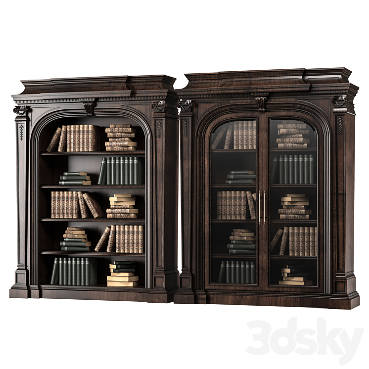 blk wood classical bookcase art 001 - Wardrobe & Display cabinets - 3D ...