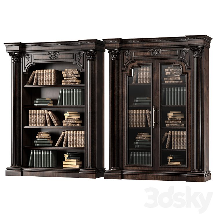 blk wood classical bookcase art 002 - Wardrobe & Display cabinets - 3D ...