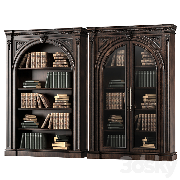 blk wood classical bookcase art 0014 - Wardrobe & Display cabinets - 3D ...