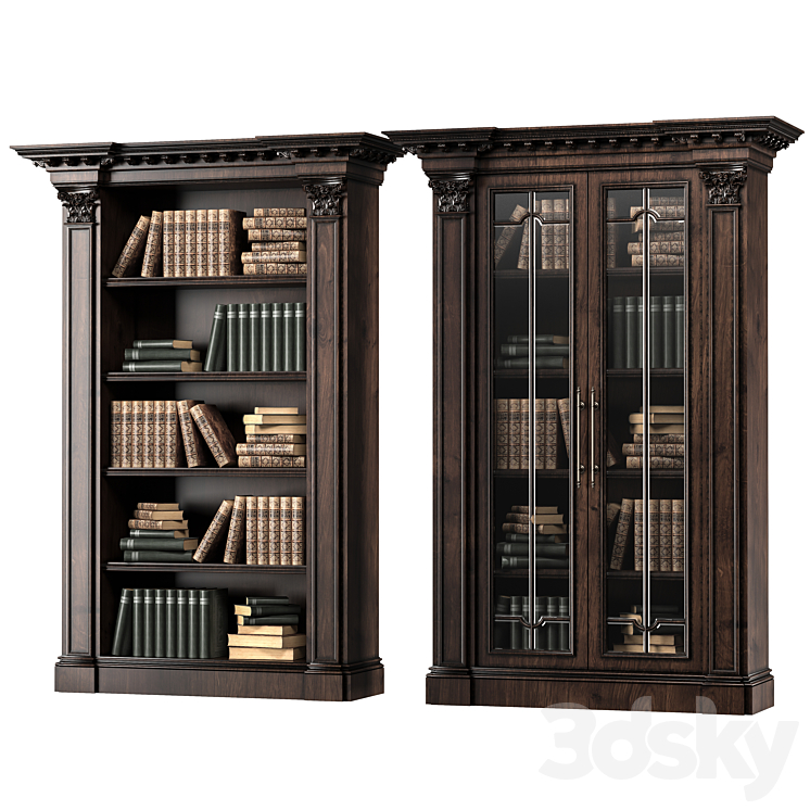 blk wood classical bookcase art 0012 - Wardrobe & Display cabinets - 3D ...