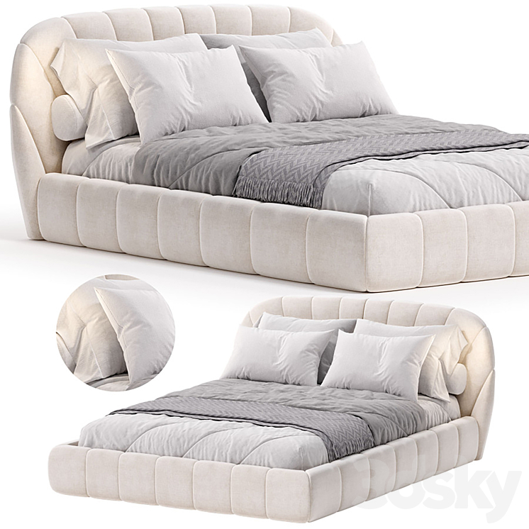 Nikki White Teddy Fleece Shaped Bed Frame - Bed - 3D model