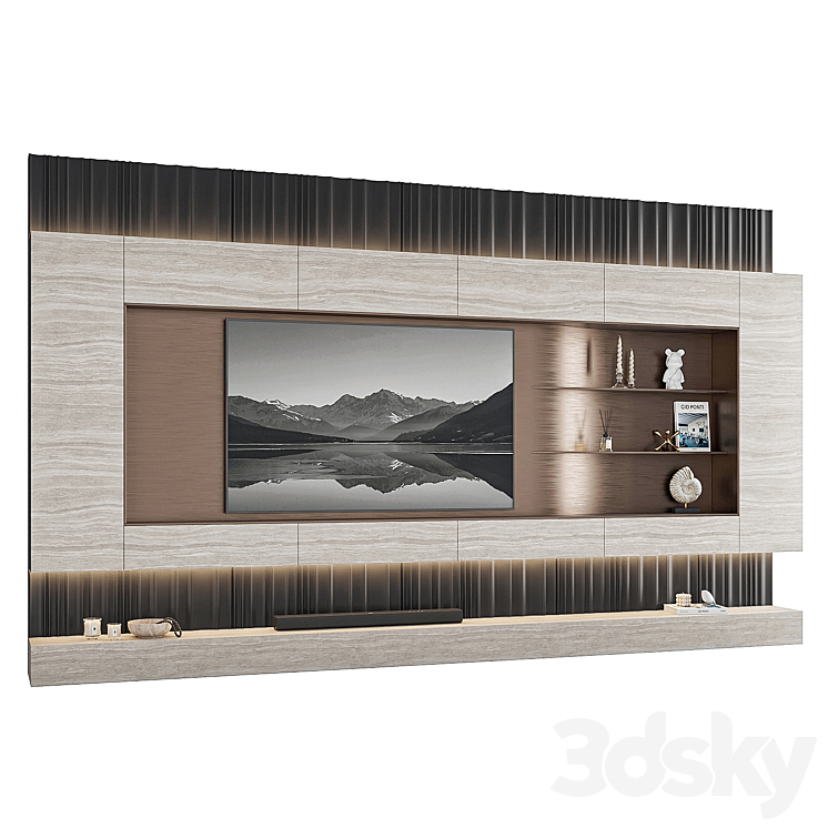 TV Wall Set | 008 - TV Wall - 3D model