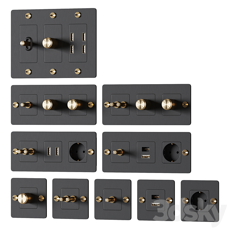 Set of sockets and switches - Miscellaneous - 3D model