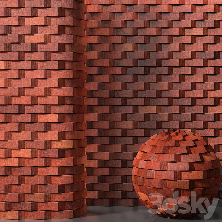 Relief figured ribbed decorative facing wall brick at an angle - Stone ...