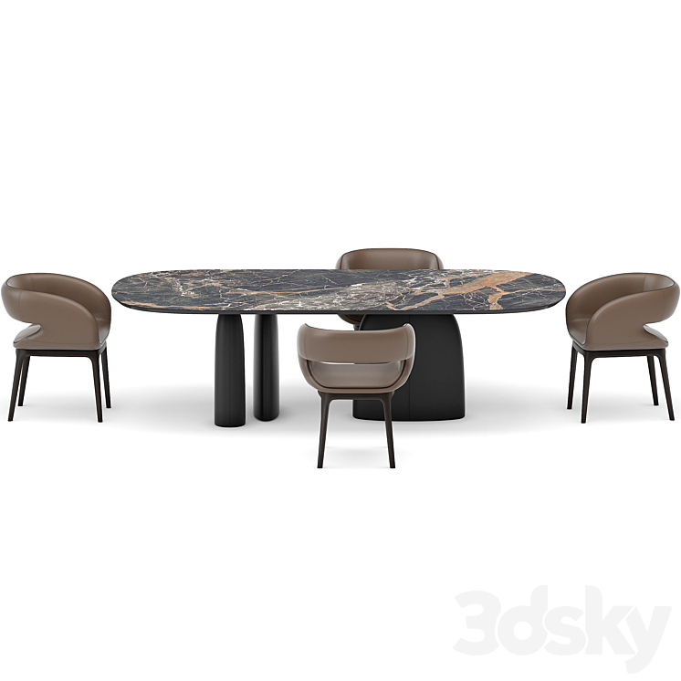 Dining set with table STMF (Ombre de caravage) 240x120 and chairs DL ...