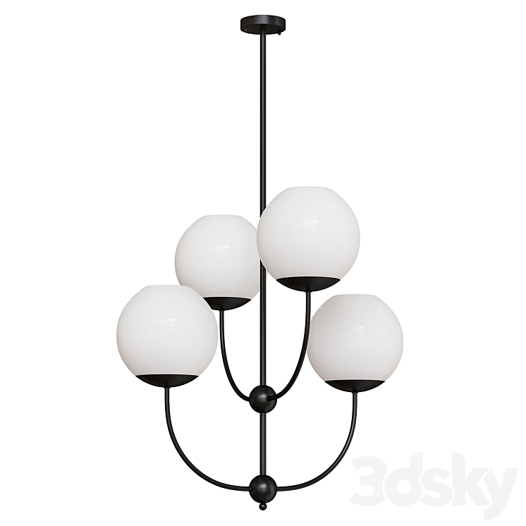 Romney 4 - Light Dimmable Globe Chandelier - Pendant light - 3D model