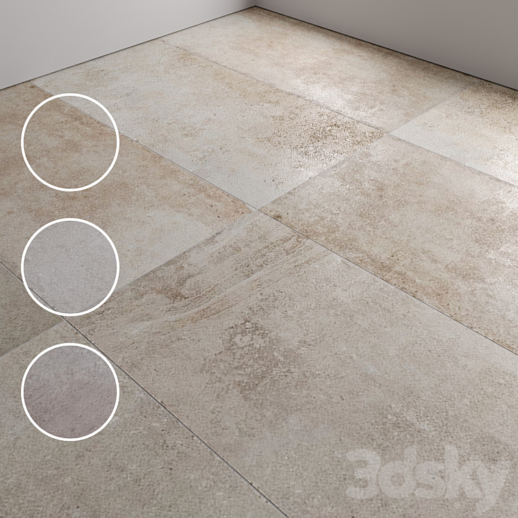 Rex Ceramiche Ecru Smooth 3 variants | PBR - Tile - 3D model