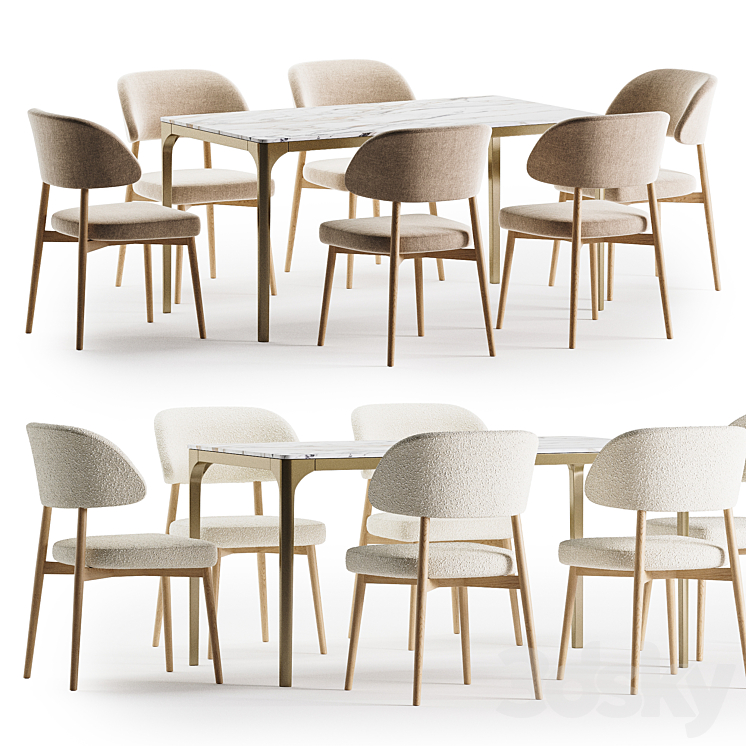 Dining set 252 - Table + Chair - 3D model