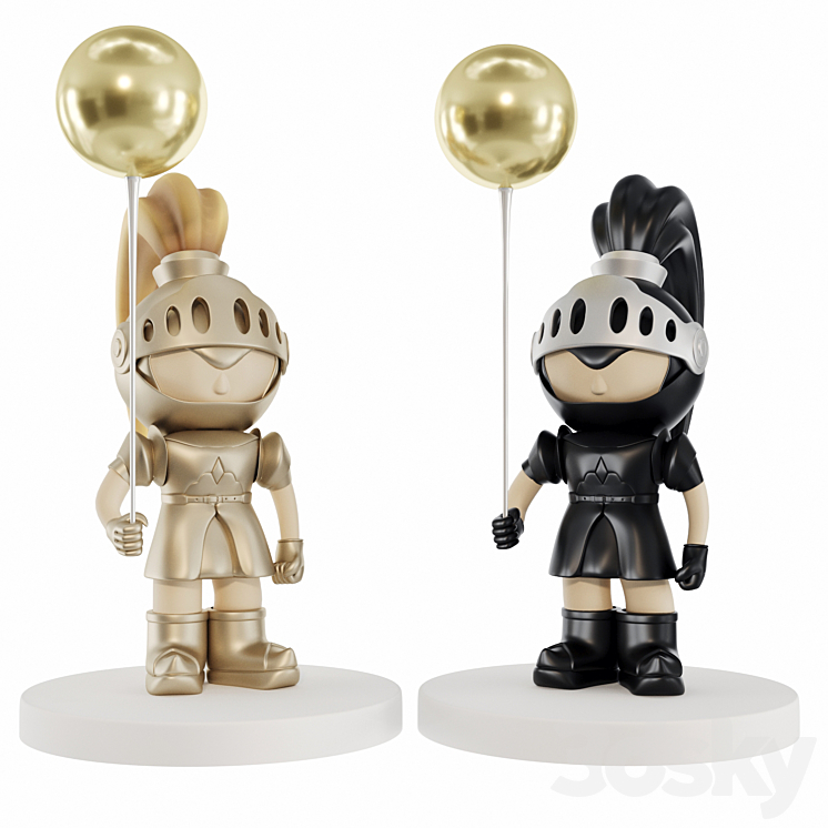 Knight with balloon sculpture - Sculpture - 3D model