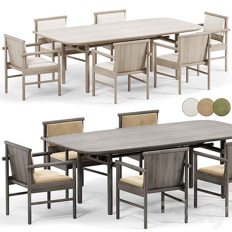 Steekla Dining Set - Table + Chair - 3D model