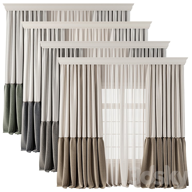 Herringbone Patterned Bottom Curtains 62 - Curtain - 3D model
