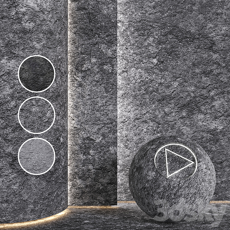Stone Surface Material 3 Options | Seamless | PBR - Stone - 3D model