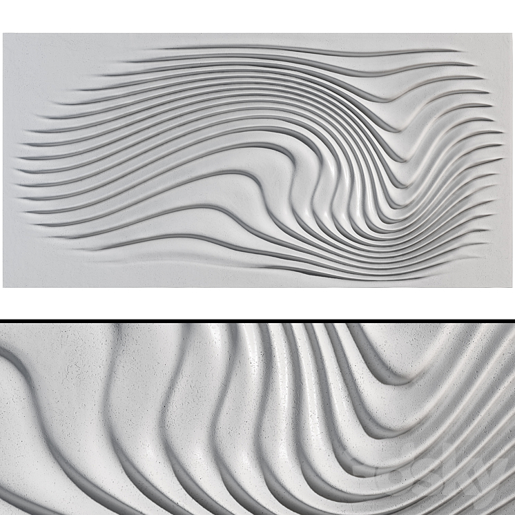 Bas-relief gypsum wall decorative panel abstraction waves dunes ...