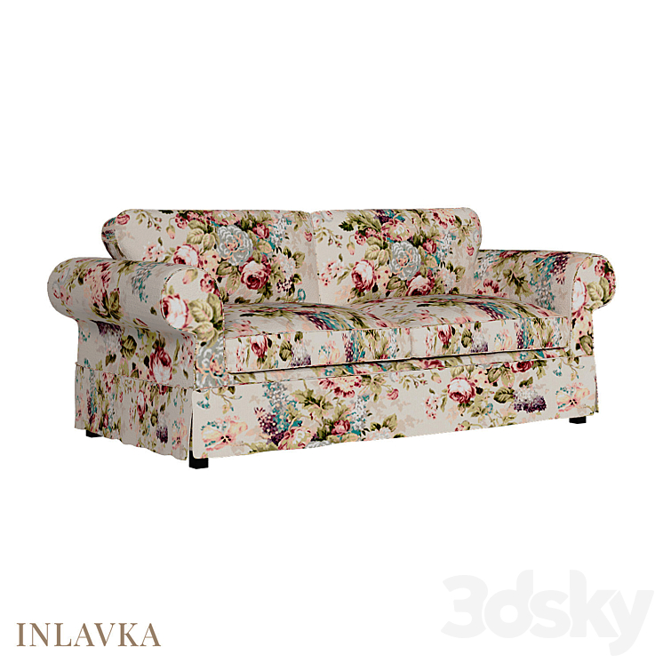 OM Three-seater extendable sofa with floral pattern in Provence style ...