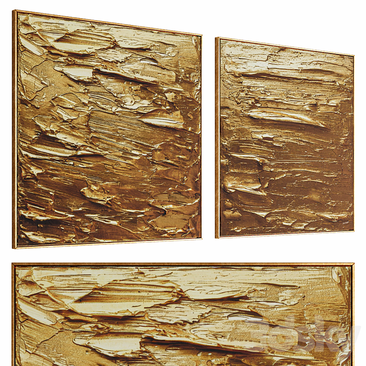 Paintings Golden canvas | 4K | PBR - Frame - 3D model