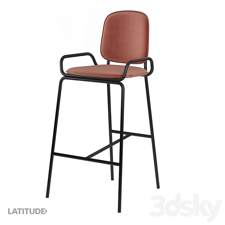 OM Bar stool Ror, 2 Frame, Latitude velor - Chair - 3D model