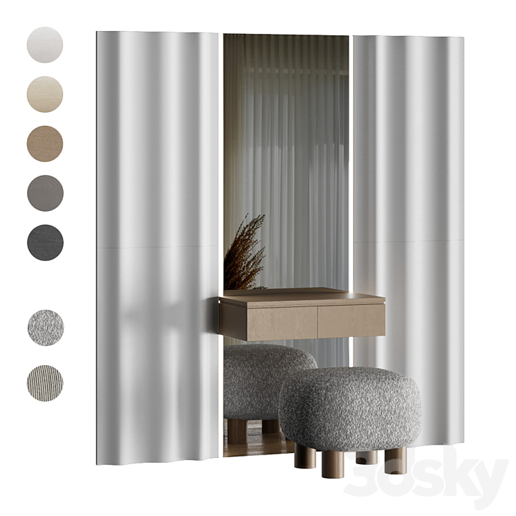 Pallet table with mirror PP02 - Dressing table - 3D model