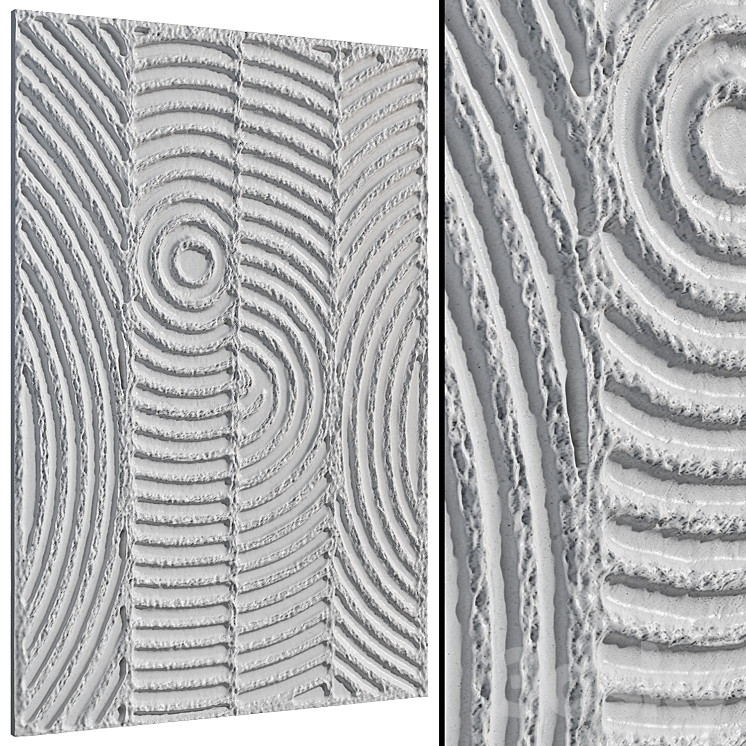 Bas-relief gypsum wall decorative panel Japan lines waves drop rain ...