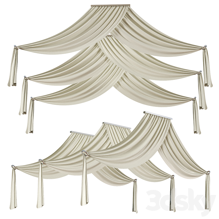 Ceiling Drape Curtain Panels vol 03 - Curtain - 3D model
