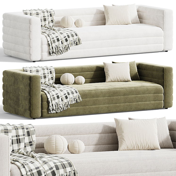 Strato 103" Extra-Large Camel Velvet Sofa - Sofa - 3D model